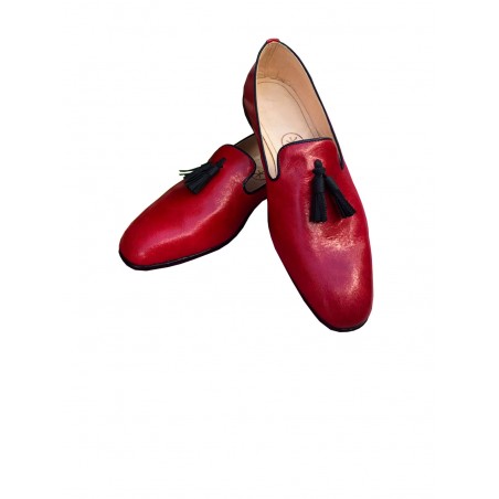 Mocassin à pompons cuir